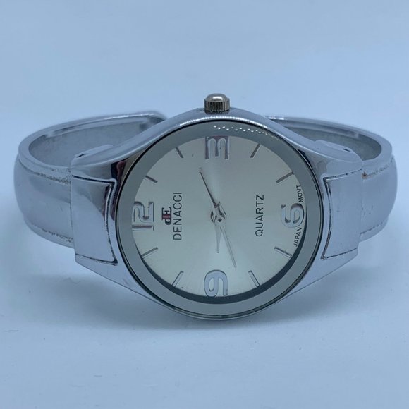 Accessories | Denacci Ladies 3mm Silver Tone Quartz Analog Cuff ...